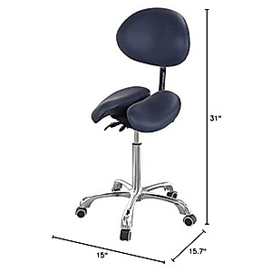 Master Massage Berkeley Ergonomic Split Seat Style Backrest Saddle Stool With Two Tilting Option In Royal Blue, 1count