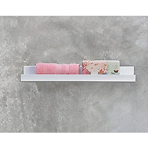 Melannco Floating MDF Photo Ledge for Bedroom, Living Room, Bathroom, Kitchen, Nursery, 18-Inch, White