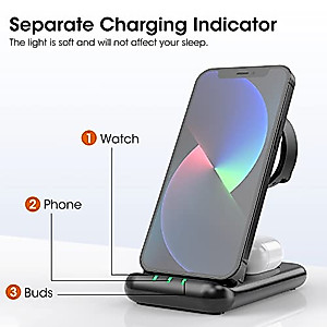 Wireless Charger, 3 in 1 Wireless Charging Station for iPhone 14/13/12/11/Pro/Max/Mini, Fast Wireless Charging Dock with 18W Adapter, Wireless Charger Stand for Apple Watch Series/Airpod 3/pro/2