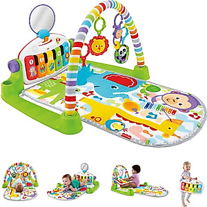 Fisher-Price Baby Portable Chair Sit-Me-Up Floor Seat with Toys and Machine Washable Seat Pad + Fisher-Price Baby Playmat Deluxe Kick & Play Piano Gym with Musical Toy Lights & Smart Stages Learning
