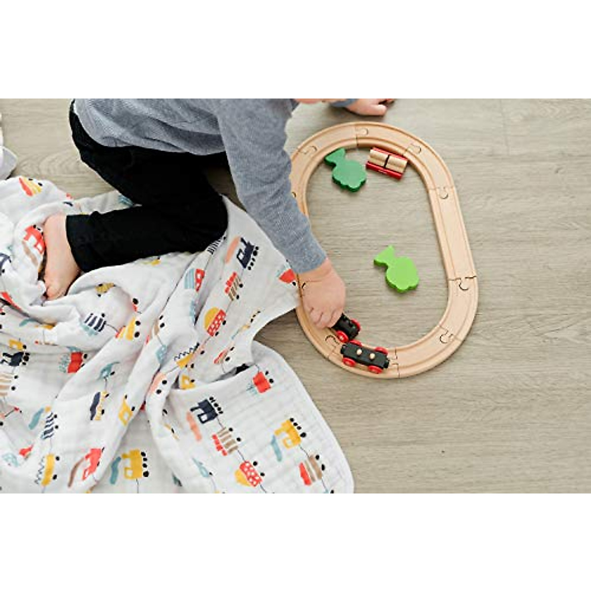 ADDISON BELLE Dream Everything Blanket - 100% Muslin Cotton - Oversized 47 inches x 47 inches - Premium 4 Layer Blanket (Trains)