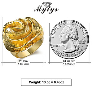 Mytys Cocktail Rings for Women Fashion 18K Gold Plated Flower Statement Ring Wedding Engagement Party Jewelry Gift Size 7