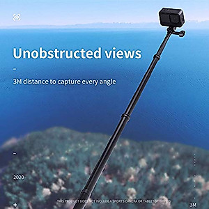 TELESIN Ultra Long Selfie Stick Pole- 3M/118 Inch Carbon Fiber Lightweight Waterproof Extendable Handheld Monopod for GoPro Max Hero 11 10 9 8 7 6 5 Insta360 X2 X3 DJI Action 2 3 AKASO 360 Camera