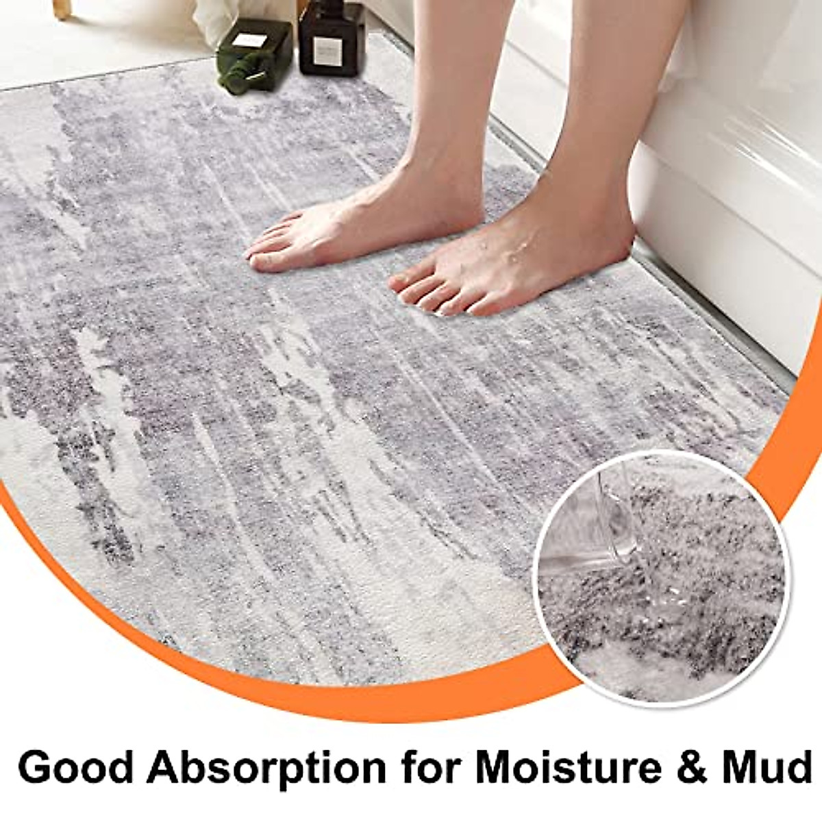 Door Mat, Front Indoor Door Mat Faux Wool Non-Slip Entryway Rug Absorbent Abstract Throw Rug for Indoor Entrance Hallway Laundry Room, High Traffic Areas, 32X48 Inches, Gray Washable