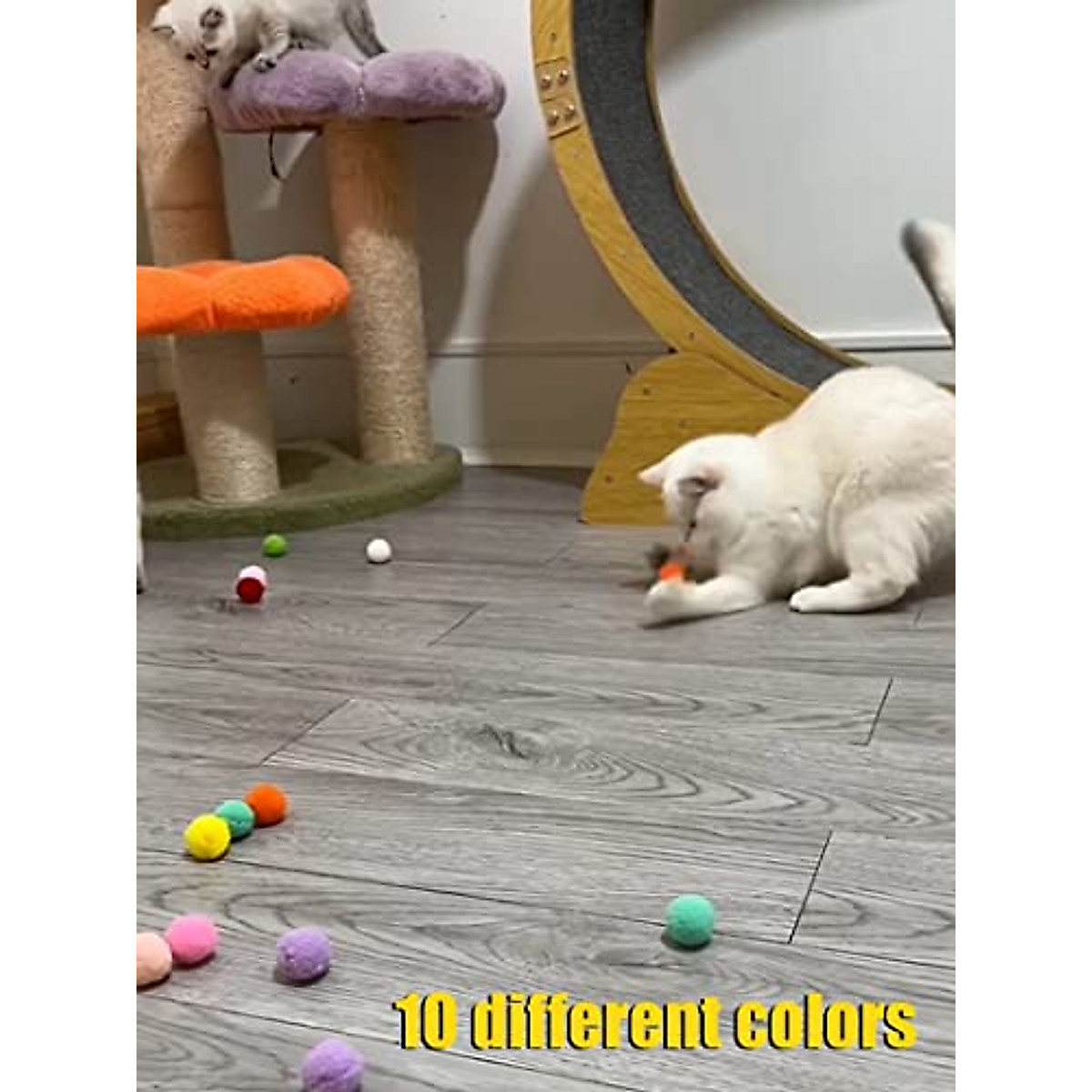 HEUHAI Cat Balls, 40 Pack 1.25 Inches 10 Colors, Soft and Non-Fading Cat Toy Balls, Cats, Ferrets, for Small and Medium Breed Sizes