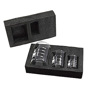 EISCO Premium 3pc Glass Beakers Set, 50mL, 100mL, 250mL - Low Form Lab Beakers - Borosilicate 3.3 Glass - Packaged in Thick, Custom-Fit Foam Insert