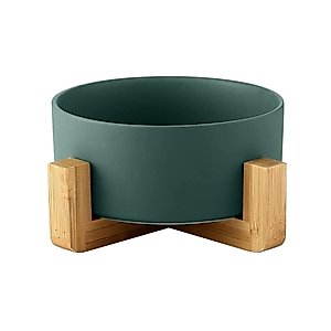 DHAEY Fruit Bowl Fruit Holder Large Fruit Bowl Dessert Bowl Household Wooden Foot Personalized Ceramic Bowl Kitchen (Color : Green)