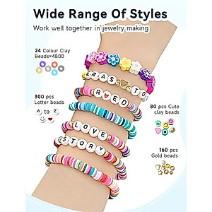 ARTDOT 5342 PCS Clay Beads for Friendship Bracelets Making Kit, 24 Rainbow Colors Jewelry Making Supplies Heishi Beads with Elastic String and Organizer Gifts for Teen Girls Ages 6 7 8 9 10 11 12
