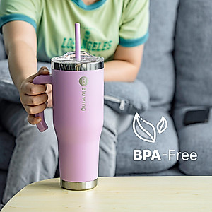 Bluwing 40 oz Tumbler with Handle and Straw-Stainless Steel Double Wall Insulated Tumbler with Leak Proof Lid, Vacuum Travel Ice Coffee Mug Cup(Navy)