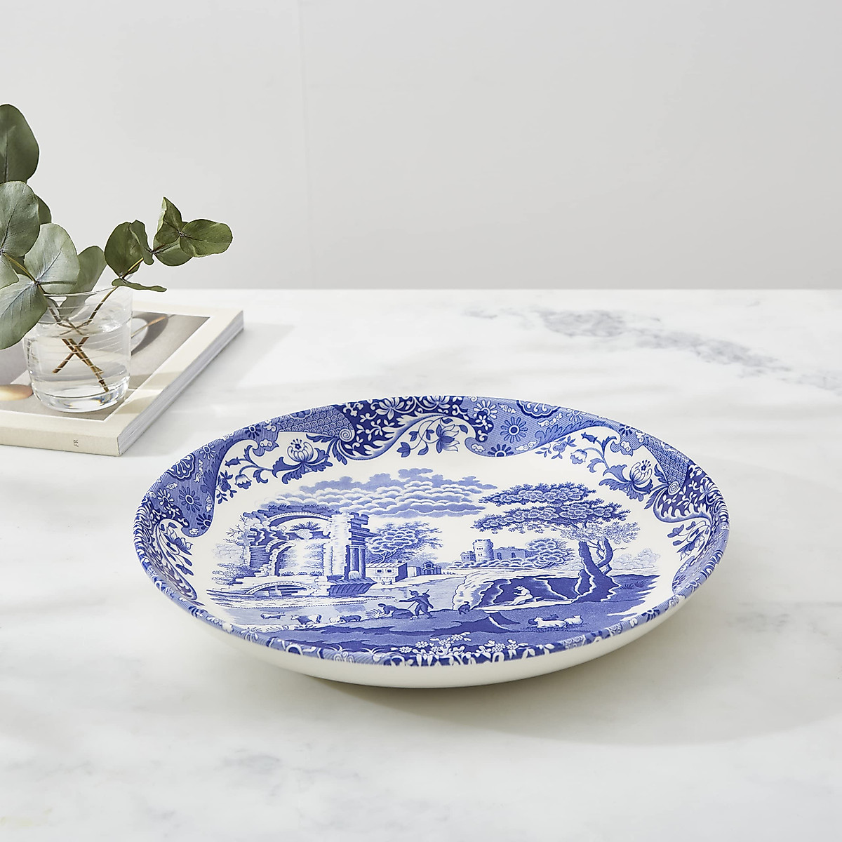 Spode Blue Italian Pasta Serving Bowl | 12 Inch Serving Bowl for Pasta and Salad | Made in England from Fine Porcelain | Blue/White | Microwave and Dishwasher Safe