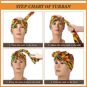 Coume 3 Pcs Women African Dashiki Skirt Traditional Costume African Bohemian Head Wrap Scarf Drop Dangle Earring (XX-Large)