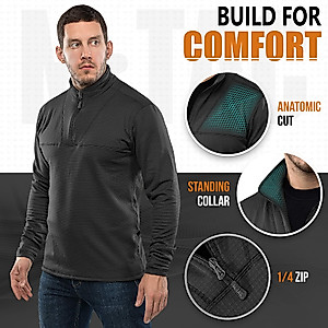 M-Tac Thermal Underwear for Men Fleece Lined Compression Shirt Delta Level 2 (Black, M)