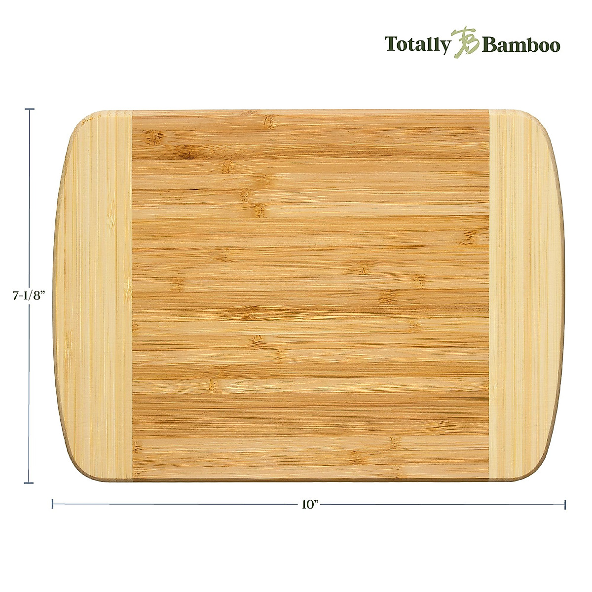 Totally Bamboo Hana Bamboo Serving & Cutting Board, 10" x 7-1/8", Natural Two Tone