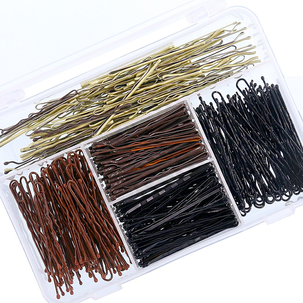Swpeet 360 Pieces 2 Styles Hair Pins Kit, Including 216Pcs Bobby Pins and 144Pcs U Hair Pins Hair Clips with Storage Box for Girls and Women, Gold,Brown and Black