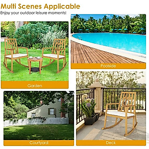 ZHYH Rocking Chair Acacia Arm Cushion Sofa Garden