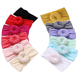 Qandsweet Baby Headbands Circle Bows Knotted Soft Silk Nylon Headwraps For Newborn Infant Toddlers Girl Kids