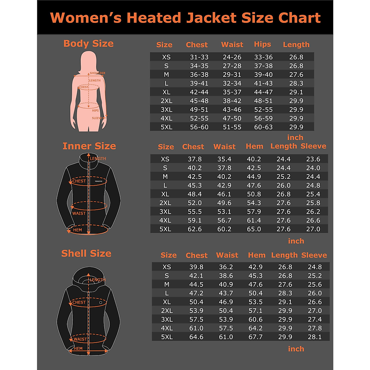 Venustas Women's 3-in-1 Heated Down Jacket, Electric Puffer Jacket with Battery, 90% Down Fill, Winter Snow Ski Heated Coat