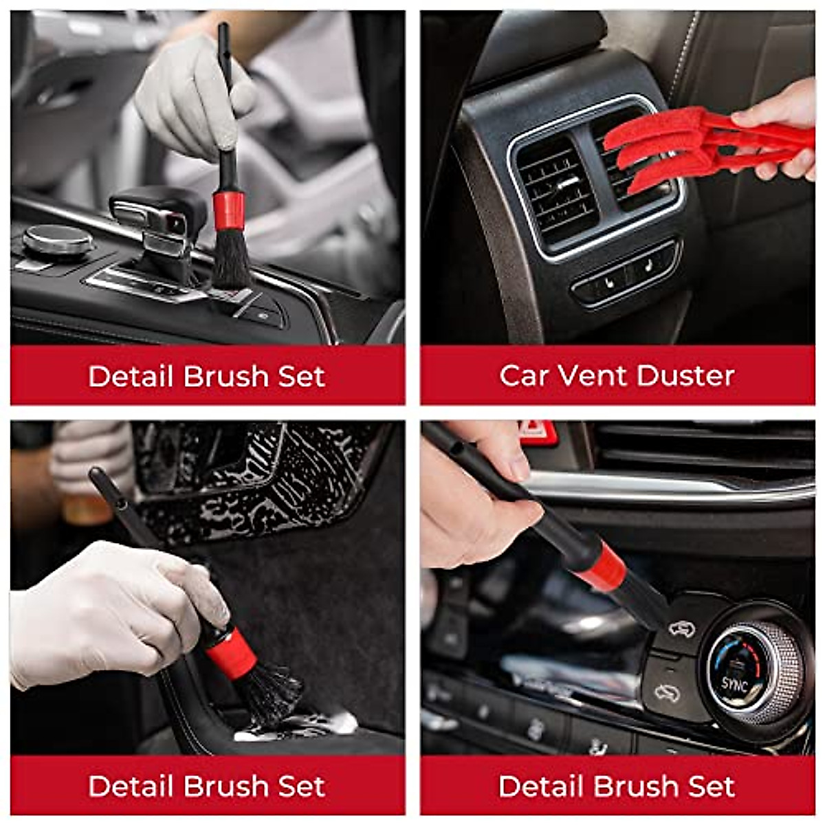 DIYSELF 17-Piece Professional Car Detailing Kit, Detailing Brush Set, Car Interior Detailing Kit, Car Detailing Brushes for Auto Repair Shop, Home