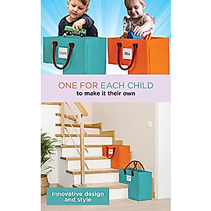 Staircase Basket with Handles for Carpeted and Wooden Stairs, L-Shaped Collapsible Stair Storage Baskets for Organizing Toys, School Work, Shoes and More, 4mm Felt Basket for Stairs in Home or Office