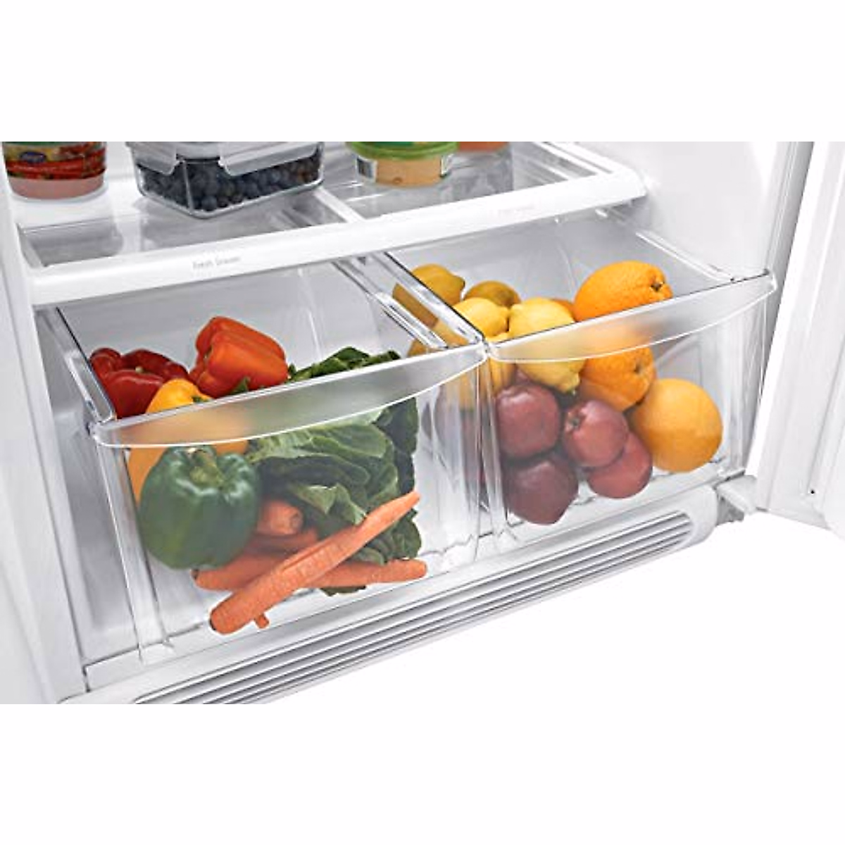 Frigidaire FFHT2033VP 30" Top Mount Refrigerator with 20.5 cu. ft. Total Capacity, LED Lighting, Store More Crisper Drawers, in Pearl White