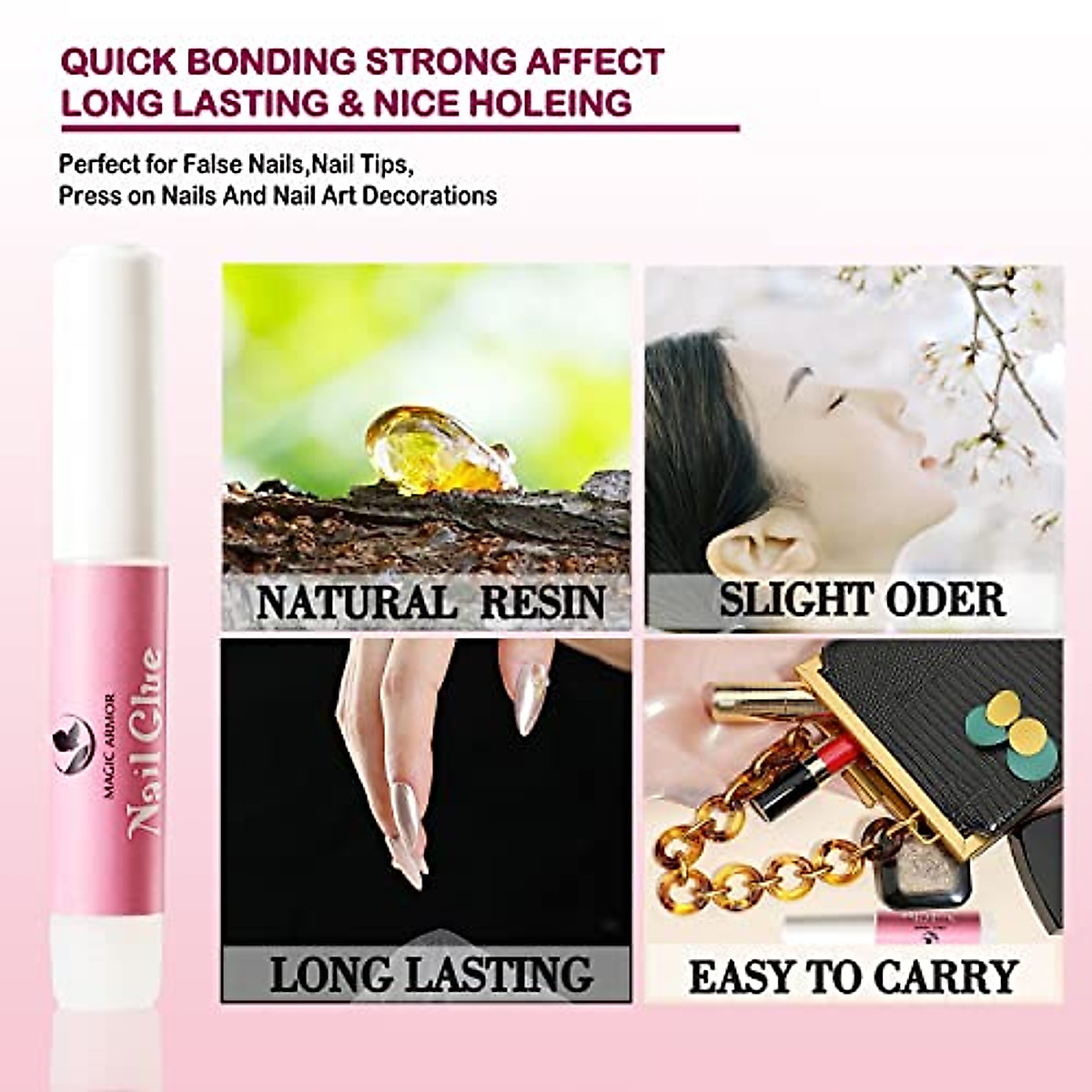 Nail Glue, Nail Glue for Acrylic Nails, Professional Nail Tip Glue for Acrylic Nails Press On Nails,Super Strong Nail Tips Glue for Stick On Nails Long Lasting Nail Glue for Fake Nails 0.07OZ/30PCS