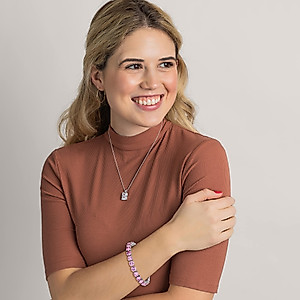 KEZEF Silver Plated Brass CZ Tennis Bracelet - Round 7mm Pink CZ -7 Inch