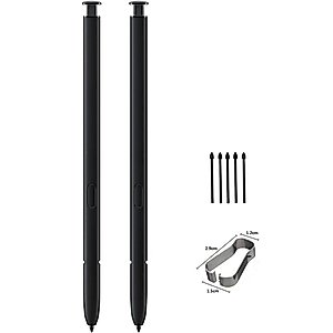 2PCS Galaxy S23 Ultra S Pen (Without Bluetooth) Replacement Compatible Galaxy S23 Ultra Stylus Pen + Replacement Tips/Nibs (Black)