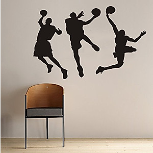 ANBER Slam Dunk Silhouette Wall Decal Removable Basketball Player Sticker for Kids Bedroom Living Room Playroom DIY Sport Wall Decal Art, 31.5" H x 53" W