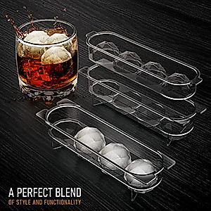 Sorbus Ice Ball Mold Maker - Round Ice Cube Tray with 3D Geometric Design - Sphere Shape Iceball Shaper for Freezer - Great for Whiskey, Bourbon, Cocktails, & Drinks (2 Pack)