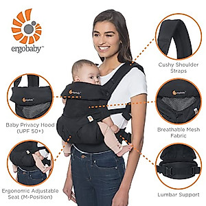 Ergobaby 360 All-Position Baby Carrier with Lumbar Support (12-45 Pounds), Carbon Grey, Cool Air Mesh