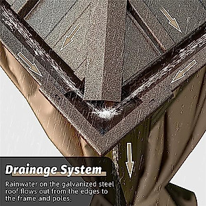 EMKK 12' x 14' Hardtop Gazebo Aluminum Outdoor Patio Gazebo with Curtain & Netting, Galvanized Steel Double Roof Canopy Gazebo for Garden, Patio & Lawn,Backyard,Outdoor Permanent Metal Pavilion