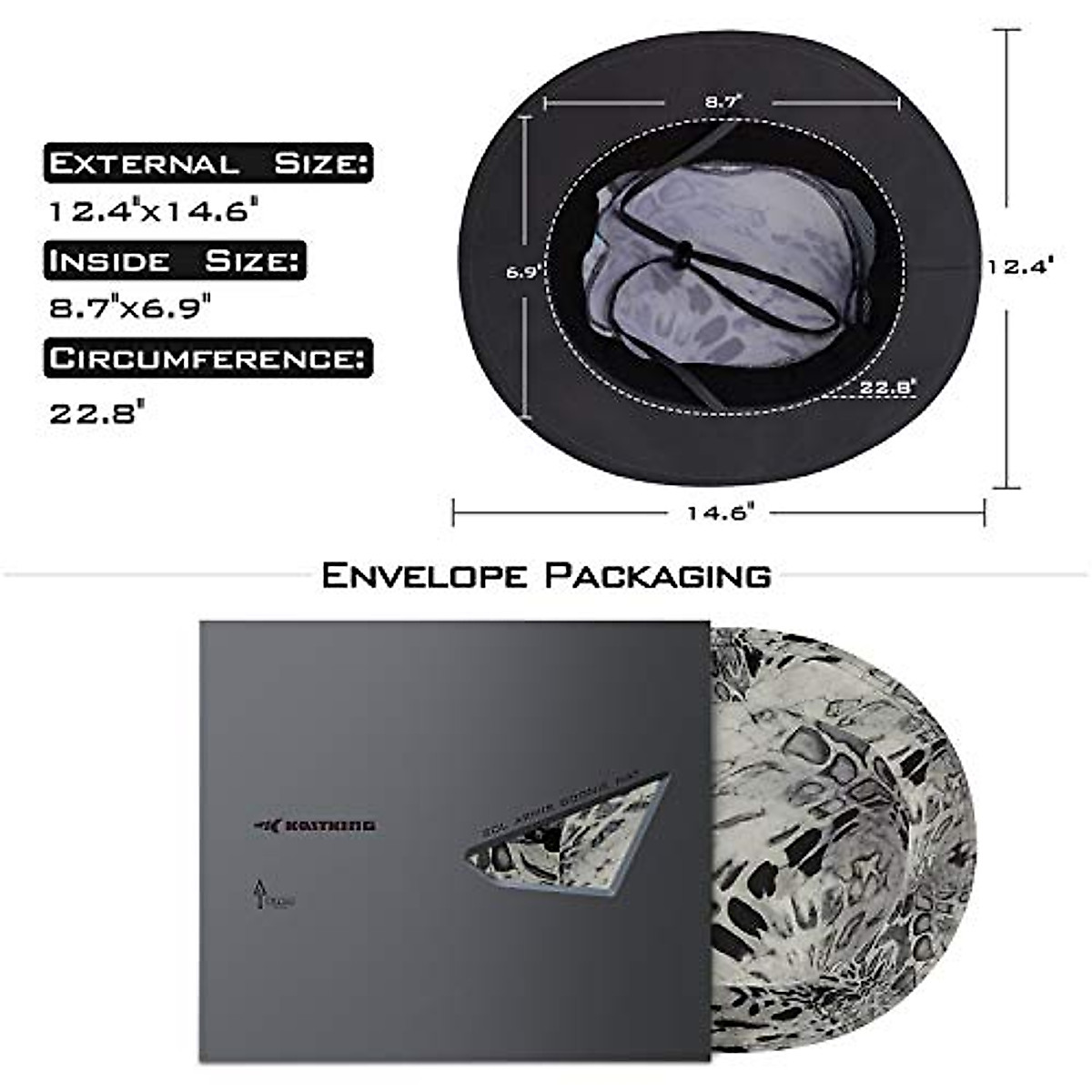 KastKing Sol Armis UPF 50 Boonie Hat - Sun Protection Hat, Fishing Hat - Breathable Fabric - Comfortable - Prym1 Camo,Silver Mist