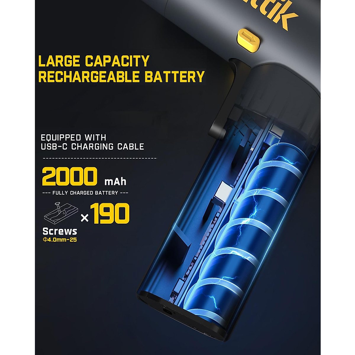 Fanttik L1 Ace 3.7V Cordless Screwdriver, Electric Screwdriver Kit with EVA Storage Bag, 6 Settings Torque Knob, HD Display, 2000mAh, LED Light, 1/4''Hex, Repair Tool for Desktop/Furniture