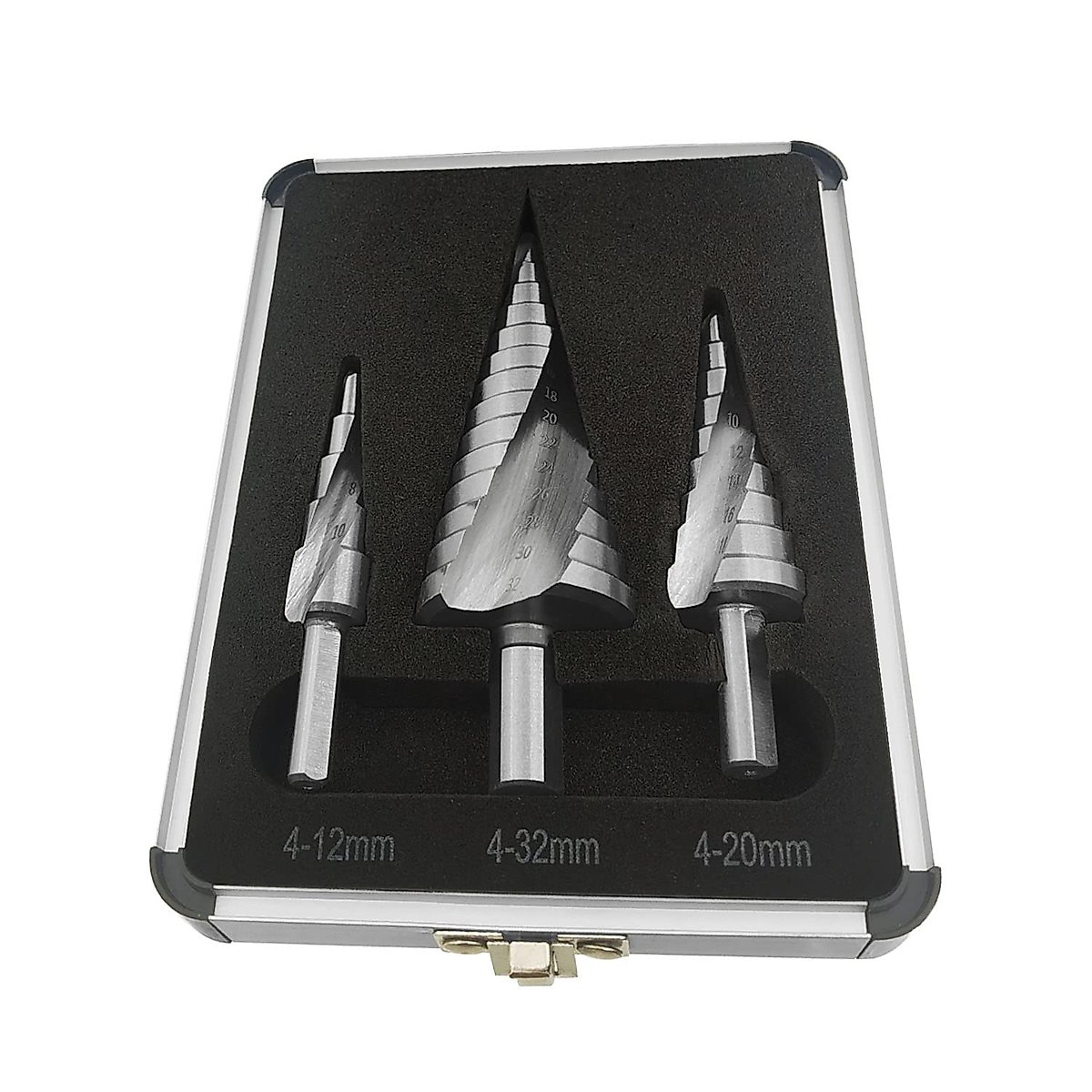 BQKKWIN 3PCS Titanium Step Drill Bit Set with Automatic Center Punch, 29Sizes in 3 High Speed Steel Drill Bits Set ，1/4" Triangular Shank Drive （with Box）