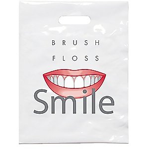 Brush Floss & Smile Dental Giveaway Bags, 7-3/4" x 9", 100 Pack