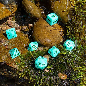 Turquoise Pearl RPG Dice - Full Polyhedral Set - 'Aqua'