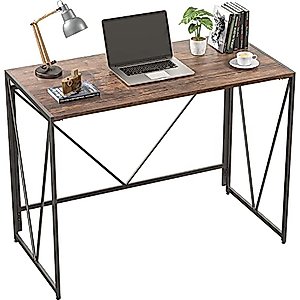 NOBLEWELL HOME NWCD3D Folding Computer Desk, Rustic Brown