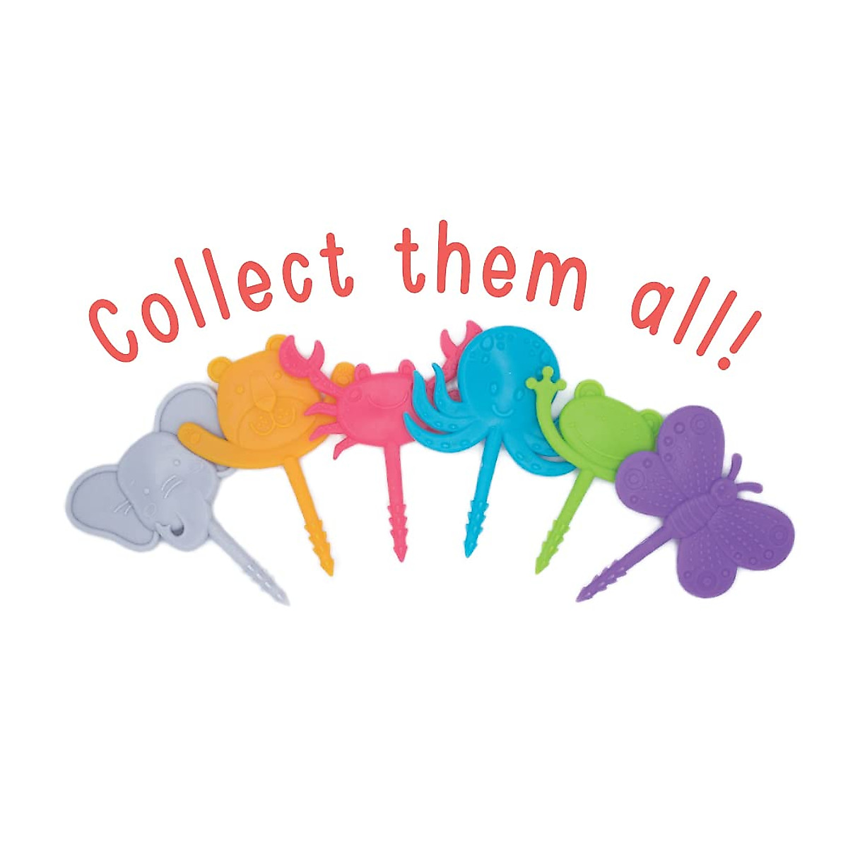 BapronBaby Sea Life Foodie Picks (2 Pack - Crab & Octopus) - Toddlers + Preschoolers Utensils - BPA Free - Dishwasher Safe - Self Feeding - 18 Months+