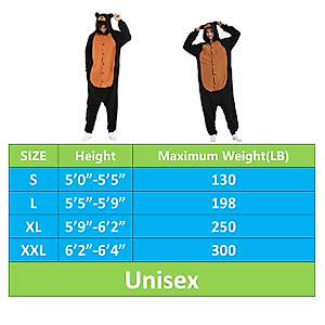 III HHONS Onesie Black Bear Adult Women/Men Animal Costume Halloween Cosplay Sleepwear Onesies Christmas for Teen