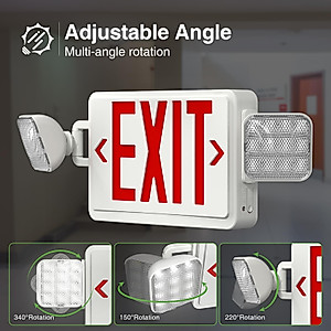 FREELICHT 2 Pack LED Exit Sign with Emergency Lights,Adjustable LED Emergency Exit Lights with Battery Backup,Exit Sign for Business,Easy To Install,UL Certified，AC 120/277V