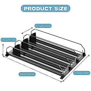 Upgrade Drink Dispenser for Fridge, Iklestar Self-Sliding Soda Can Organizer for Refrigerator and Adjustable Width, 12oz to 20oz holds 15+ Cans(3 Rows, 38 CM)