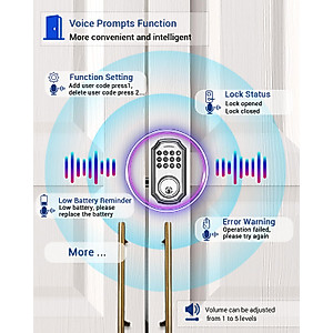 BULIST Smart Lock with Voice Prompts - Electronic Keypad Deadbolt Lock - Keyless Entry Door Lock with Auto Lock & Disable, 1S Locking for Home, Easy to Install and Program (Satin Nickel)