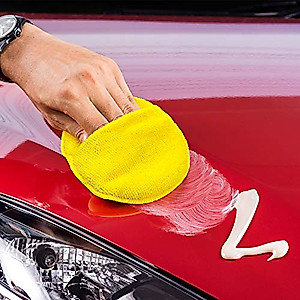 20 Pieces 5 Inch Cars Microfiber Wax Foam Applicator Pads with Finger Pocket, Wax Polishing Pad Applicator Cleaning Pads Microfiber Round Foam Sponge for Car Hand Polish, Yellow Green Blue Dark Blue