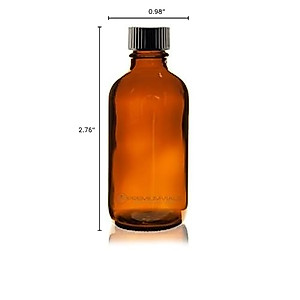 4 Oz (120 ml) Amber Boston Round Glass Bottle w/Cap - Pack of 6