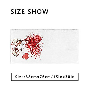 My Little Nest Red Bike with Heart Balloon Hand Towels Soft Bath Towel Absorbent Kitchen Fingertip Towel Quick Dry Guest Towels for Bathroom Gym Spa Hotel and Bar 30 x 15 Inch