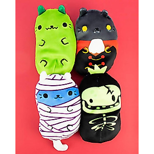 Cats vs Pickles - Scary Collection #2 - Catzilla, Count Catula, Coder Cat, & Skully - 4-Pack - 4" Cute Cuddly Collectible Bean Plush Toy - are You Team Cat or Team Pickle? Collect Them All!