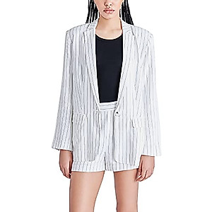 Steve Madden Apparel Women's Jessa Blazer, Ivory Stripe, Large