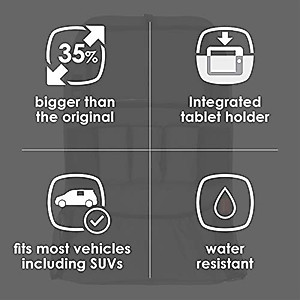 Diono Stow 'n Go XL Car Back Seat Organizer for Kids, Kick Mat Back Seat Protector, with 7 Storage Pockets, 2 Drinks Holders, Water Resistant, Durable Material, Gray