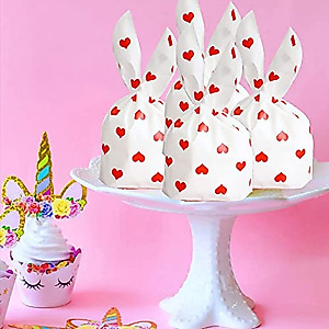 Ausejopeac 50 Pieces Valentines Day Heart Candy Bags Red Love Heart Candy Bags for Valentine's Day, Jewelry Packaging, Wedding Party