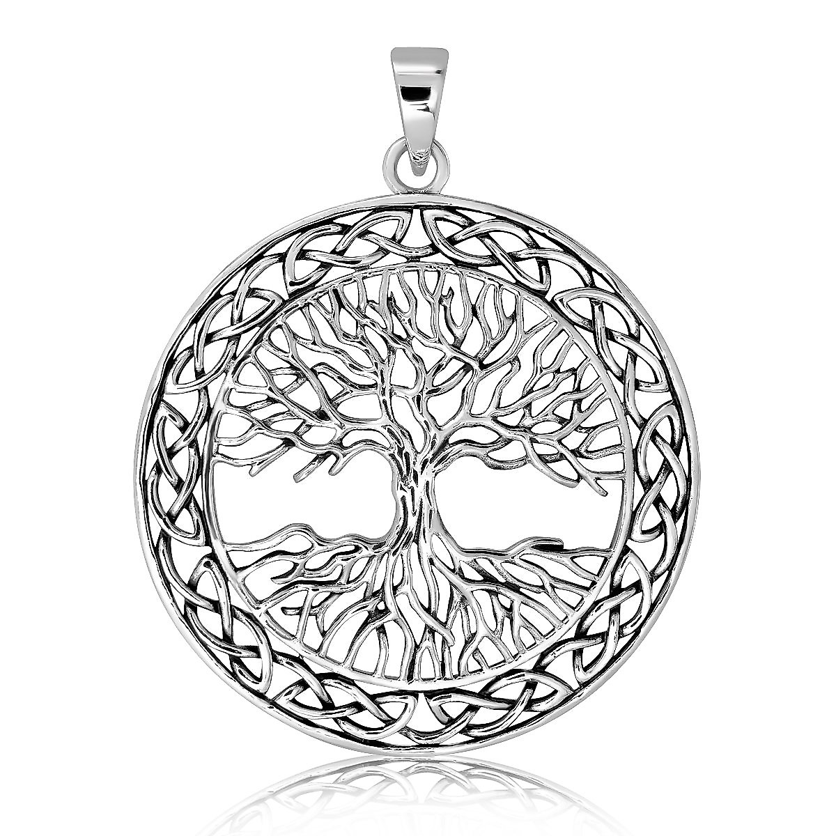 WithLoveSilver Solid 925 Sterling Silver Celtic Knots Tree of Life Earth Root Pendant